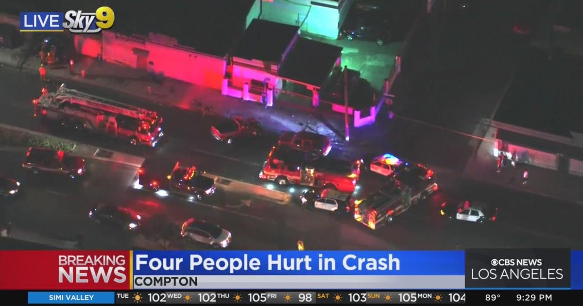 Two hospitalized, two others injured in four-car crash in Compton - CBS Los Angeles