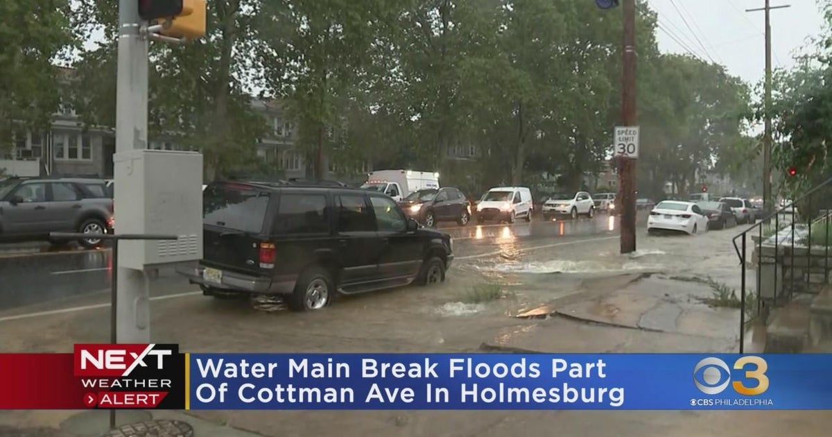 Water main break floods parts of Cottman Avenue in Holmesburg - CBS ...