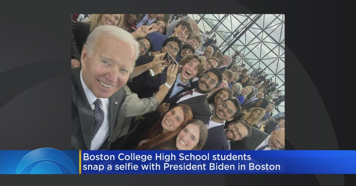 Boston College High School students meet President Biden at JFK Library - CBS Boston
