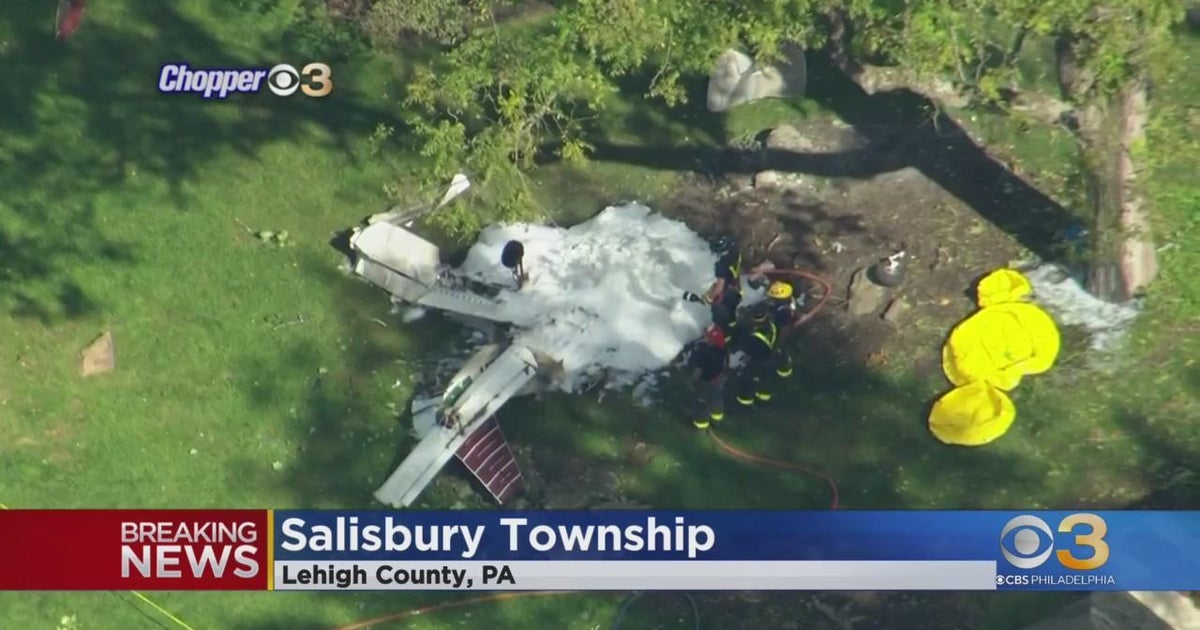 Plane crashes just feet from home in Salisbury Township - CBS Philadelphia
