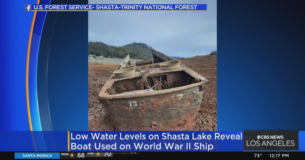 Drought reveals boat used on World War II ship in Lake Shasta - CBS Los ...