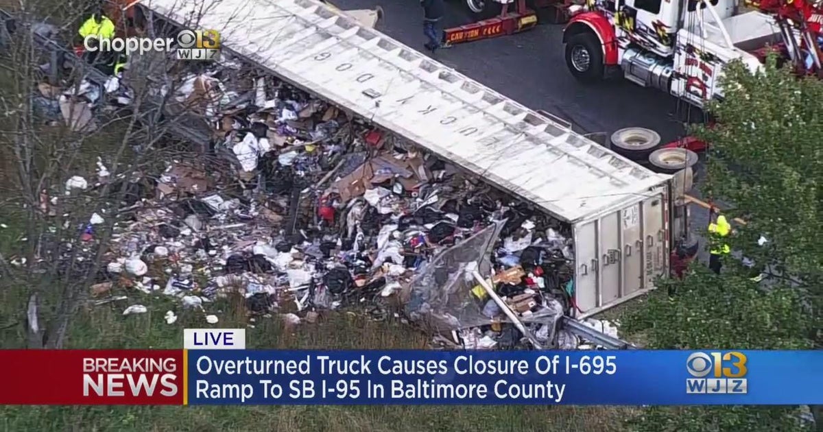 Overturned truck causes closure of I-695 ramp to SB I-95 in Baltimore ...