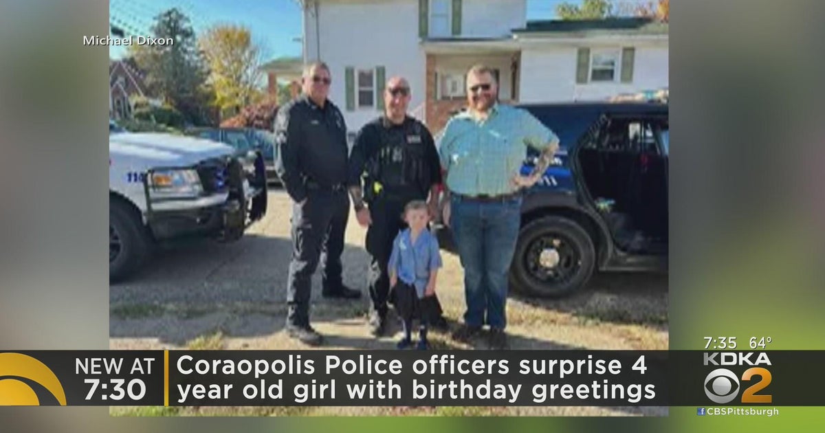 Coraopolis Police officers surprise 4-year-old girl with birthday ...