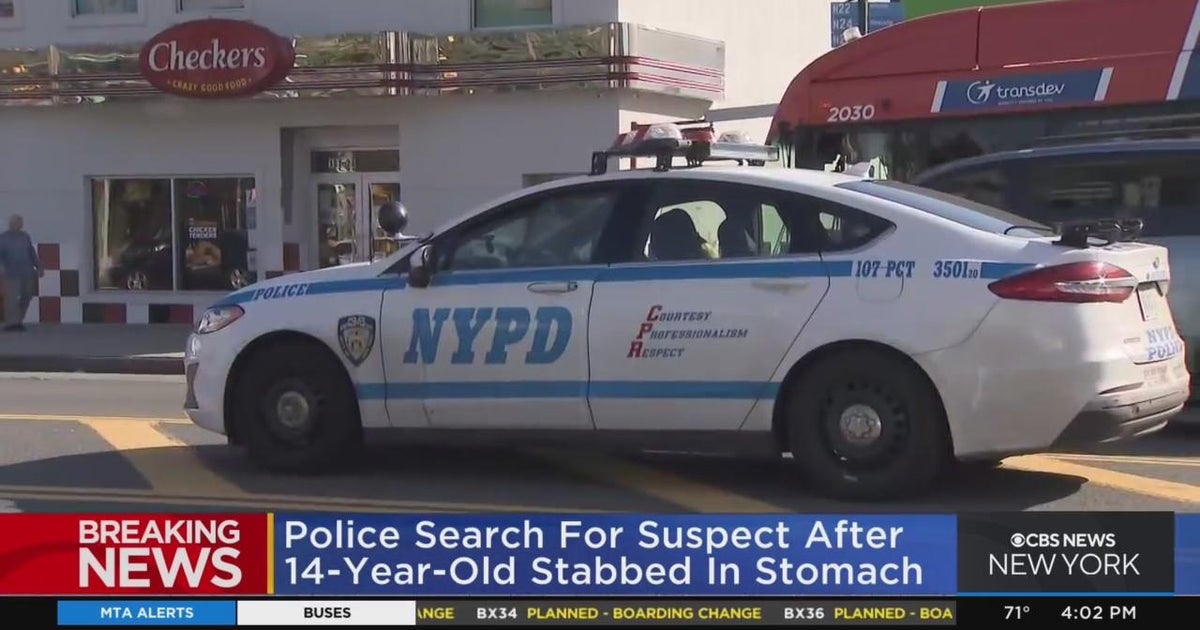 Police search for suspect after 14-year-old stabbed in stomach - CBS ...