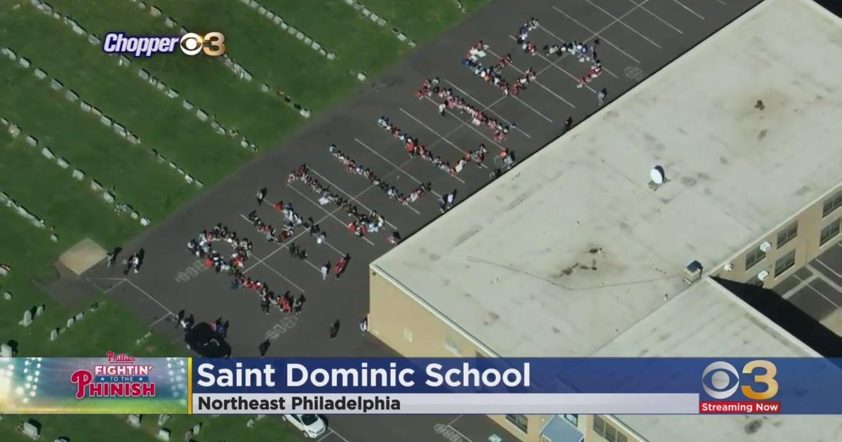 Saint Dominic School students, staff spell out "Phillies" in parking ...