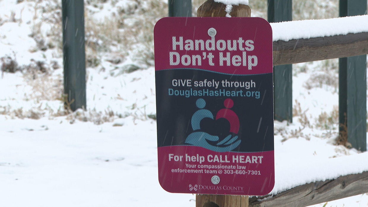 "Handouts Don't Help" signs appear around Douglas County - CBS Colorado