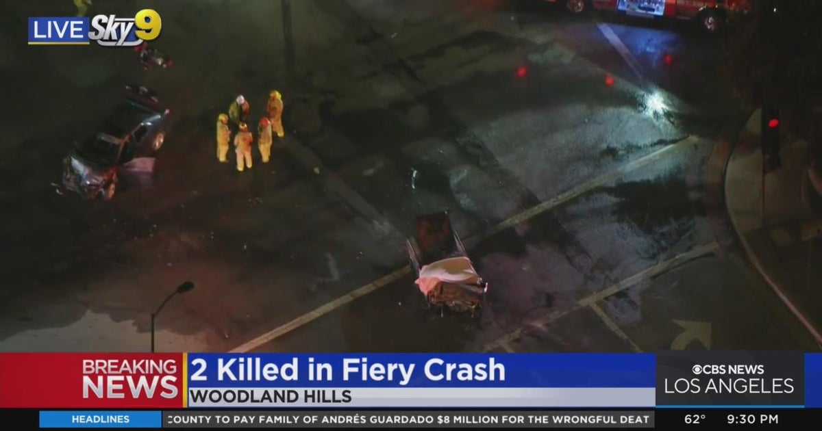 2 killed, 1 hospitalized in fiery Woodland hills crash - CBS Los Angeles
