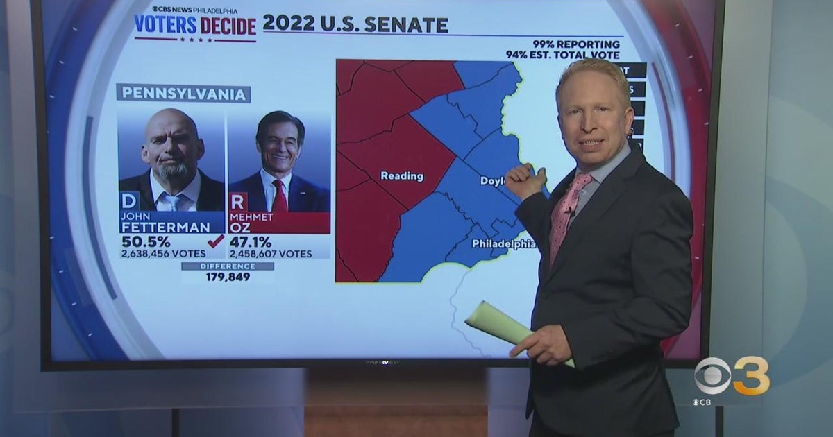 In Senate race, Fetterman flipped these PA counties to blue - CBS ...