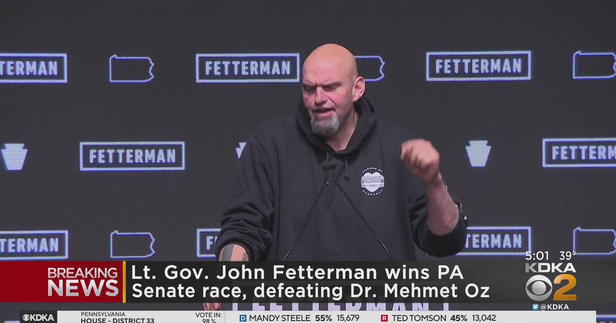 Lt. Gov. John Fetterman wins Pa. Senate race - CBS Pittsburgh