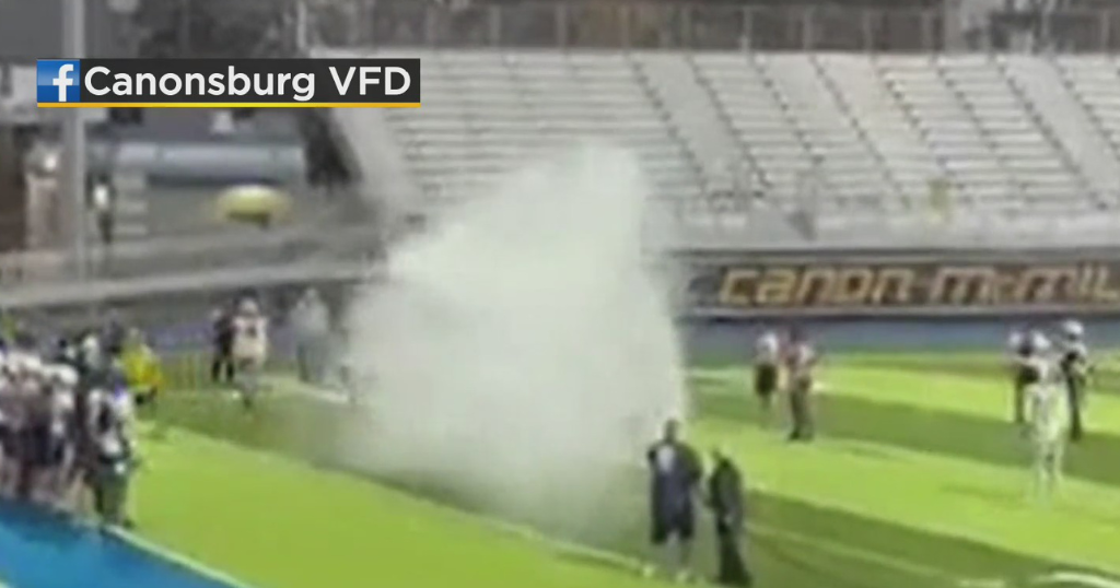 Canonsburg VFD creates rain for Big Mac football practice - CBS Pittsburgh