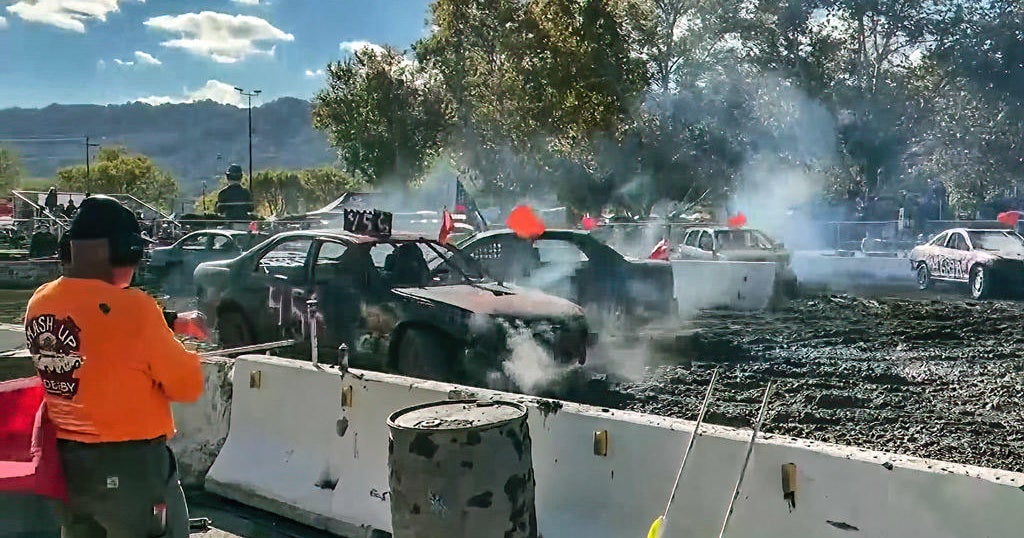 Hayward firefighters smash cars together for fun and charity - CBS San ...
