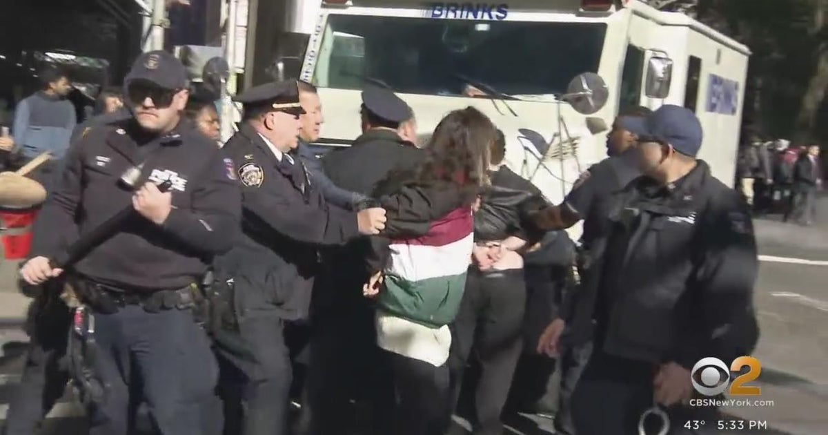 Arrests made at heated rally outside City Hall - CBS New York