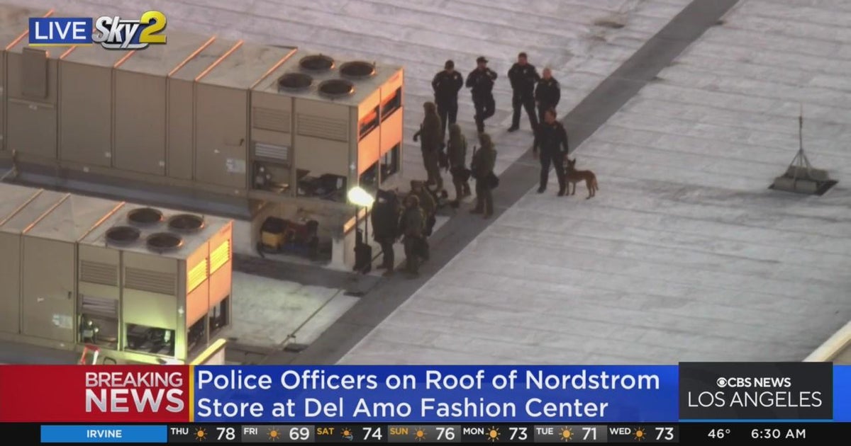 Torrance Police Search For Burglary Suspect On Roof Of Nordstrom At Del