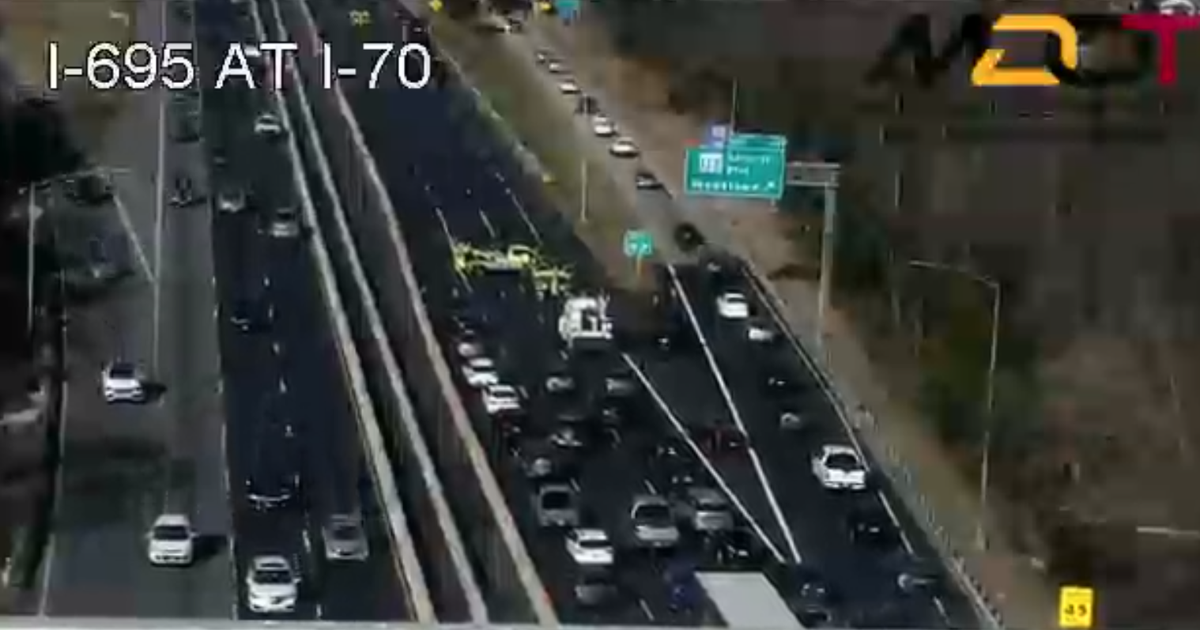 Crash on I-695 inner loop in Woodlawn closes lanes - CBS Baltimore
