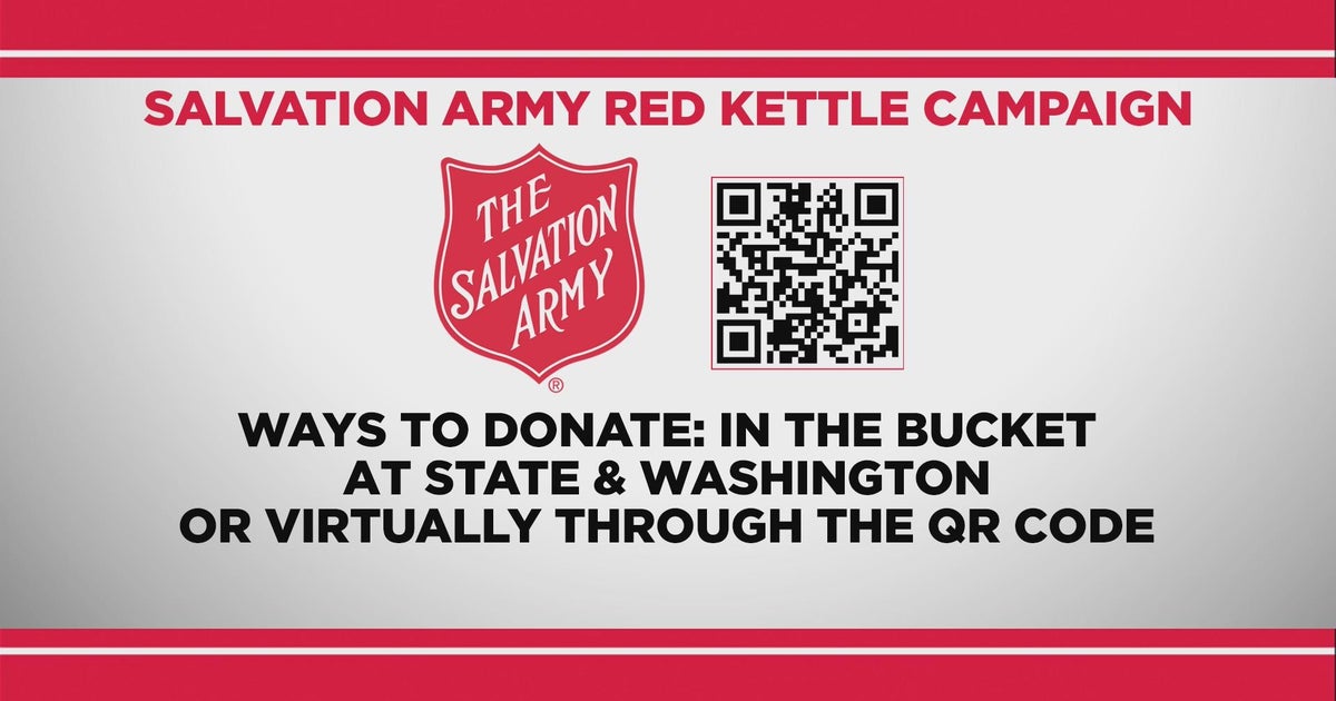 CBS 2's Ryan Baker ringing the Salvation Army Red Kettle bell Monday in ...