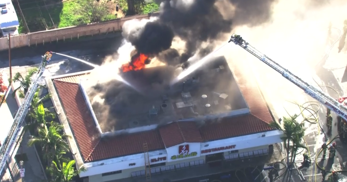 2-alarm fire burns Monterey Park restaurant building - CBS Los Angeles