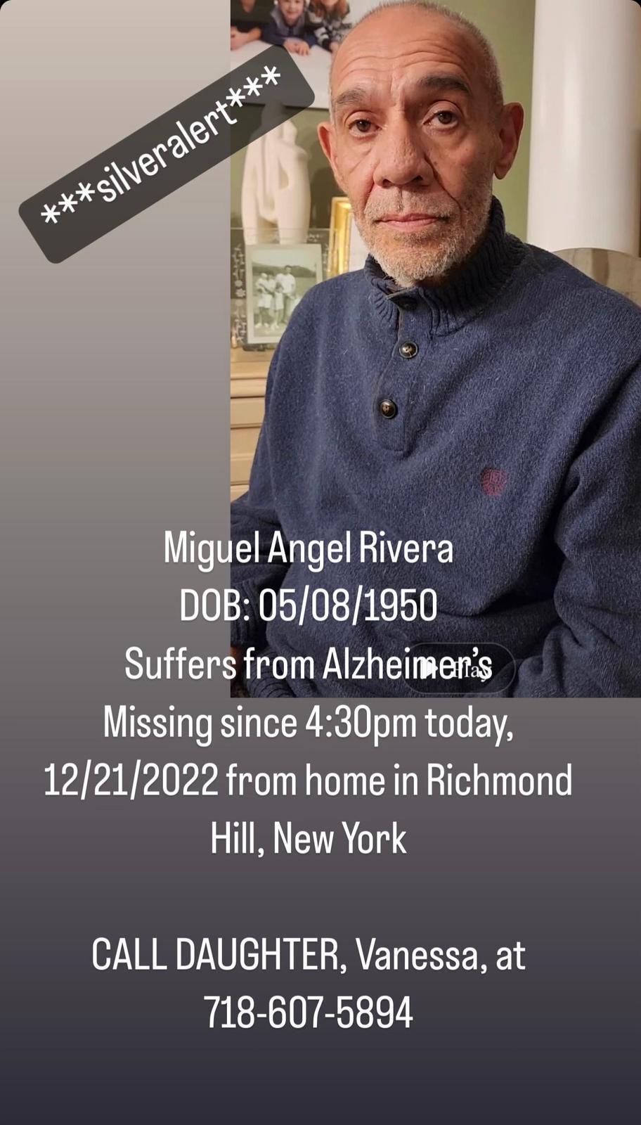 Queens family searching for Miguel Angel Rivera, 72, missing since ...