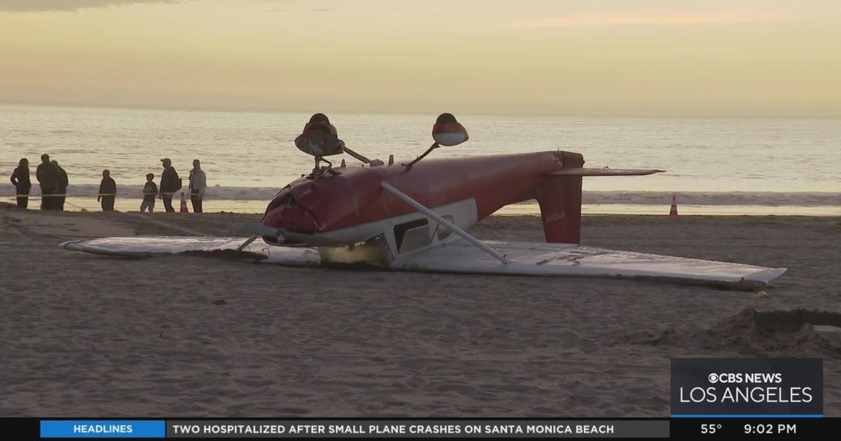 Witnesses react to small plane crash on Santa Monica beach that left two people hospitalized ...