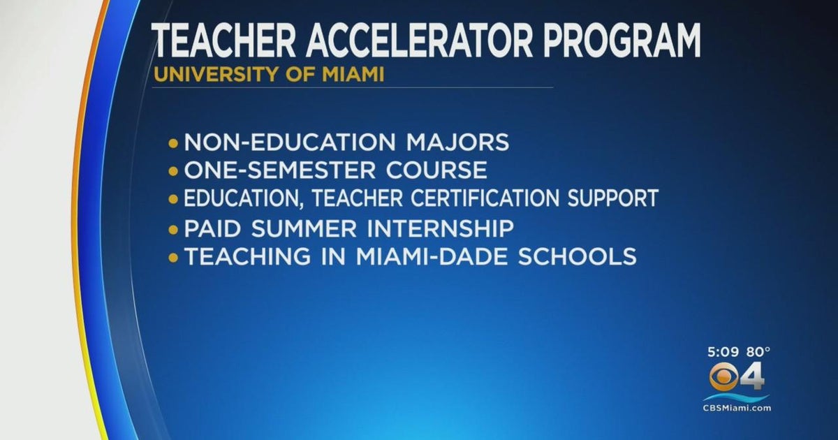 "Accelerator" program launched to address teacher shortage - CBS Miami