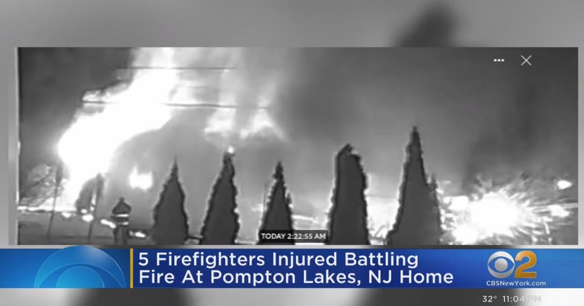 5 firefighters injured battling fire at Pompton Lakes home - CBS New York