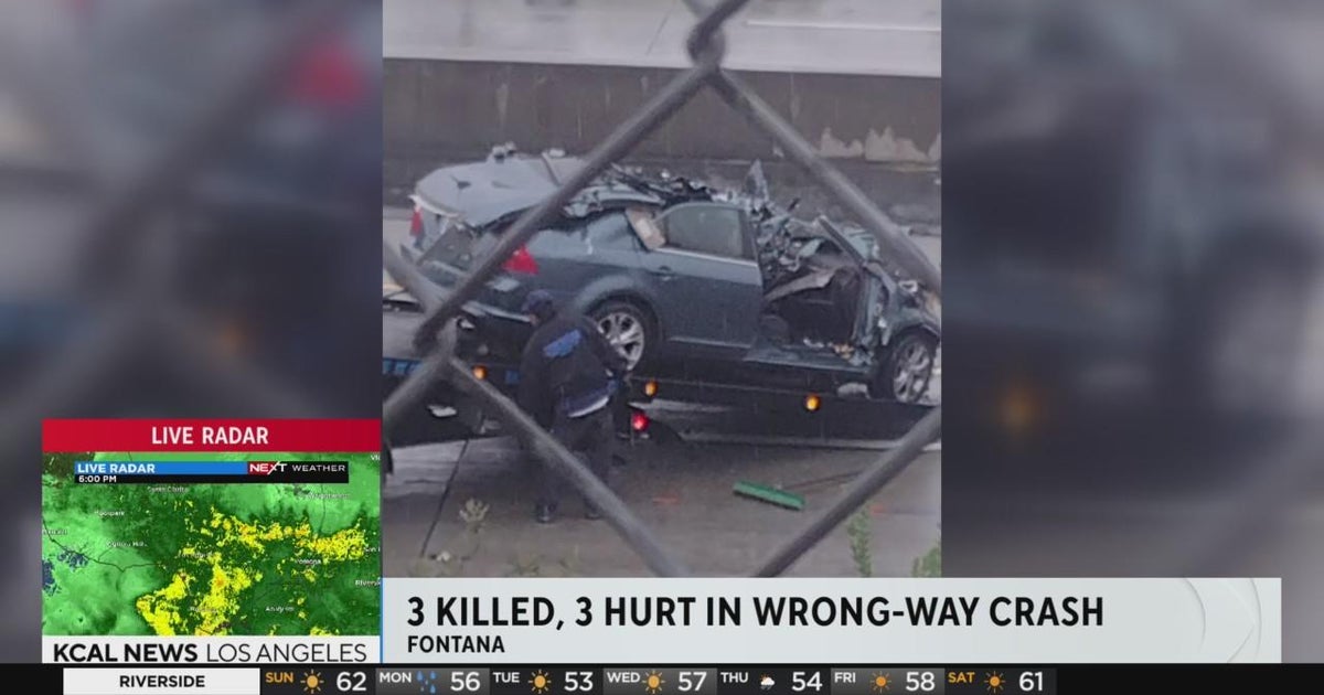 3 dead, 3 injured following wrong-way crash in Fontana - CBS Los Angeles