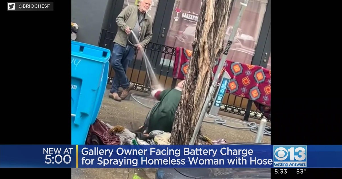 Gallery owner facing battery charge for spraying homeless woman with hose - CBS Sacramento