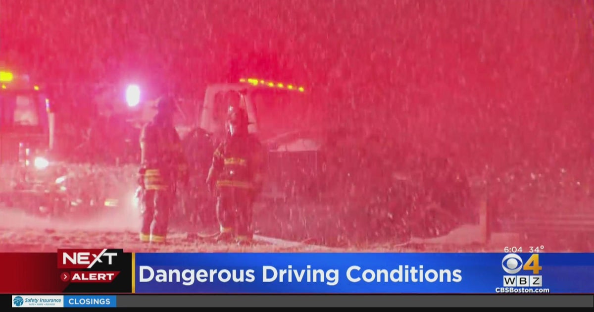Snow, slush making driving conditions dangerous - CBS Boston