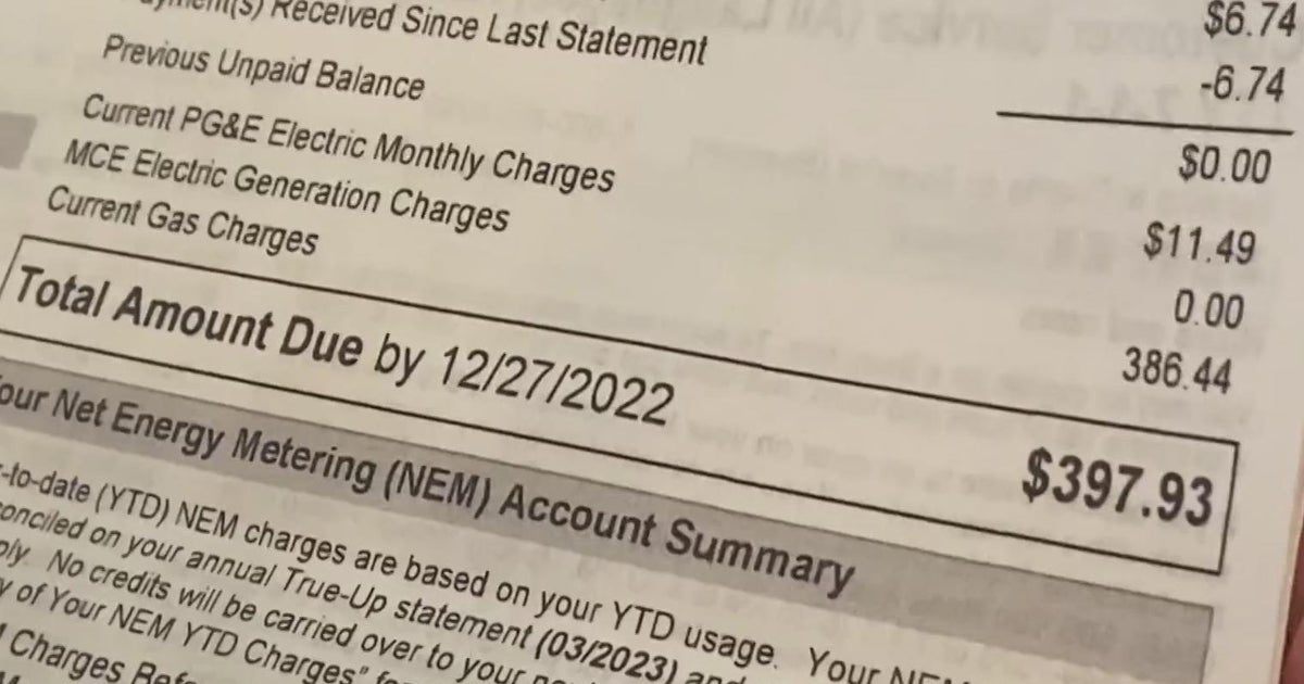 PG&E bills prompting sticker shock from Bay Area customers - CBS San ...
