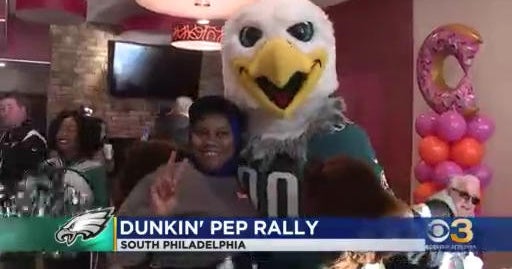 Swoop, Eagles Pep Band host pep rally at local Dunkin' ahead of NFC ...