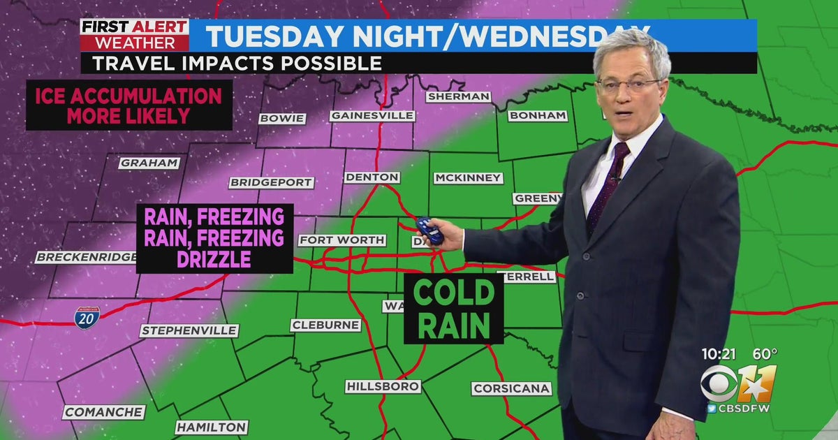 Freezing precipitation possible for North Texas on Tuesday - CBS Texas