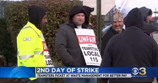 Sanitation workers in Camden County strike for 2nd day - CBS Philadelphia