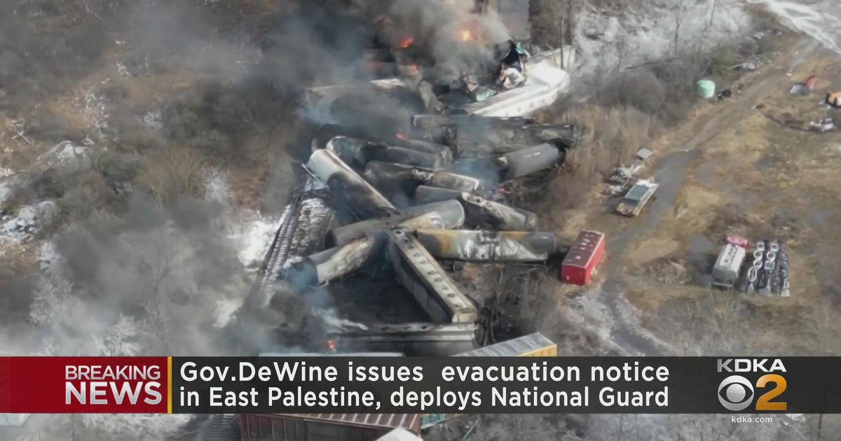 Gov. DeWine issues evacuation notice in East Palestine, Oh. - CBS ... Gov. DeWine issues evacuation notice in East Palestine, Oh. - CBS ...