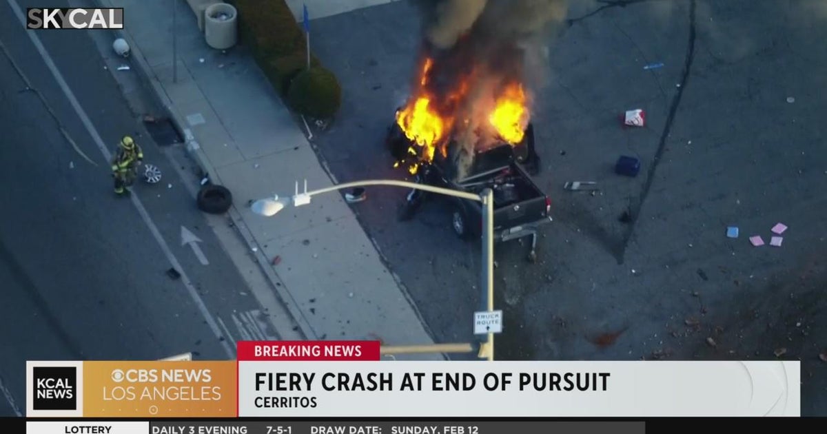 Cerritos Pursuit Crash Truck Stolen Friday In Dtla Cbs Los Angeles
