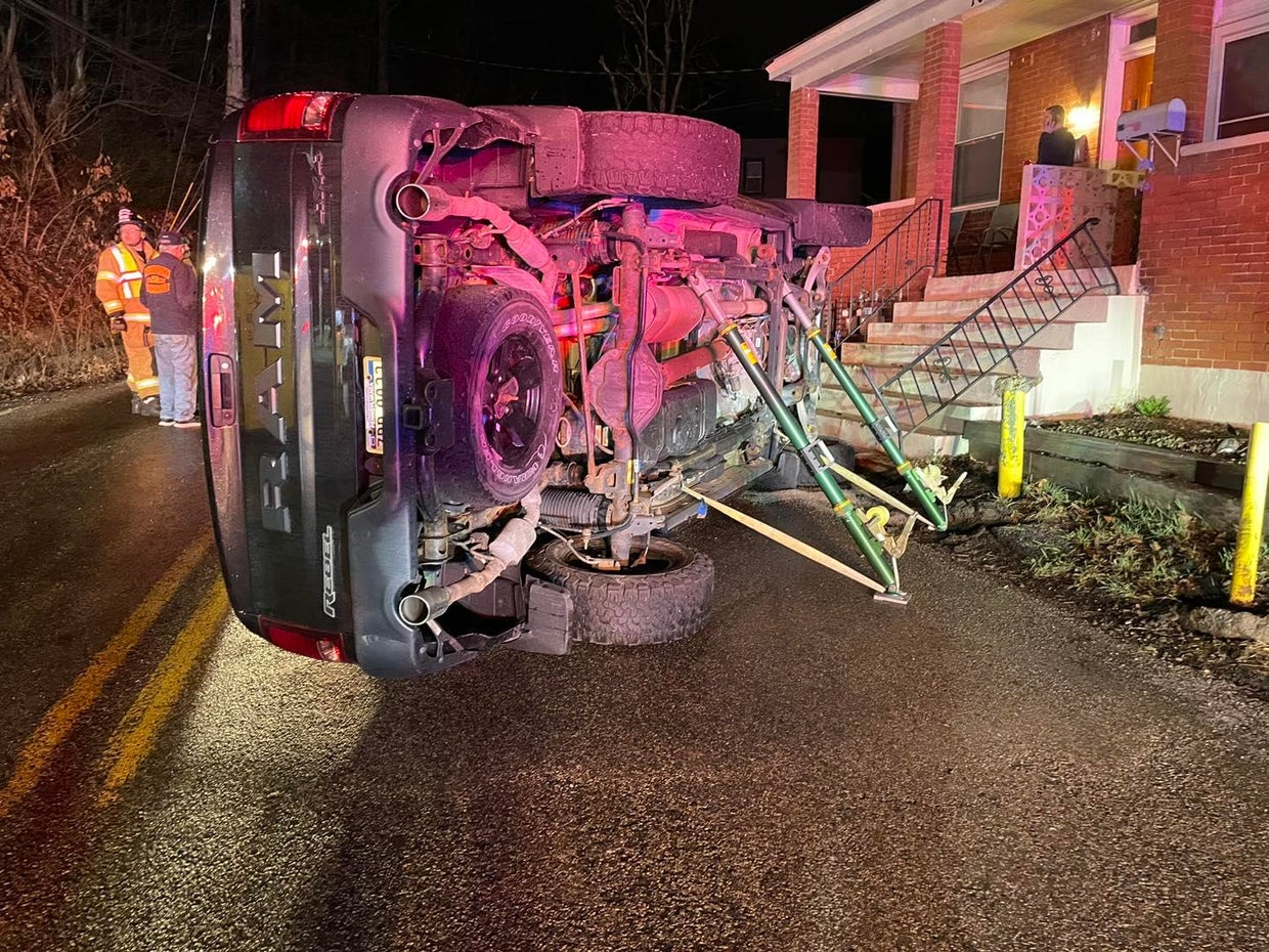 1 person rescued after car crashes into front porch in Shaler - CBS ...