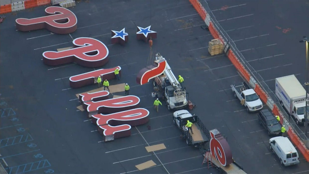 New Phillies signage being installed at Citizens Bank Park - CBS ...