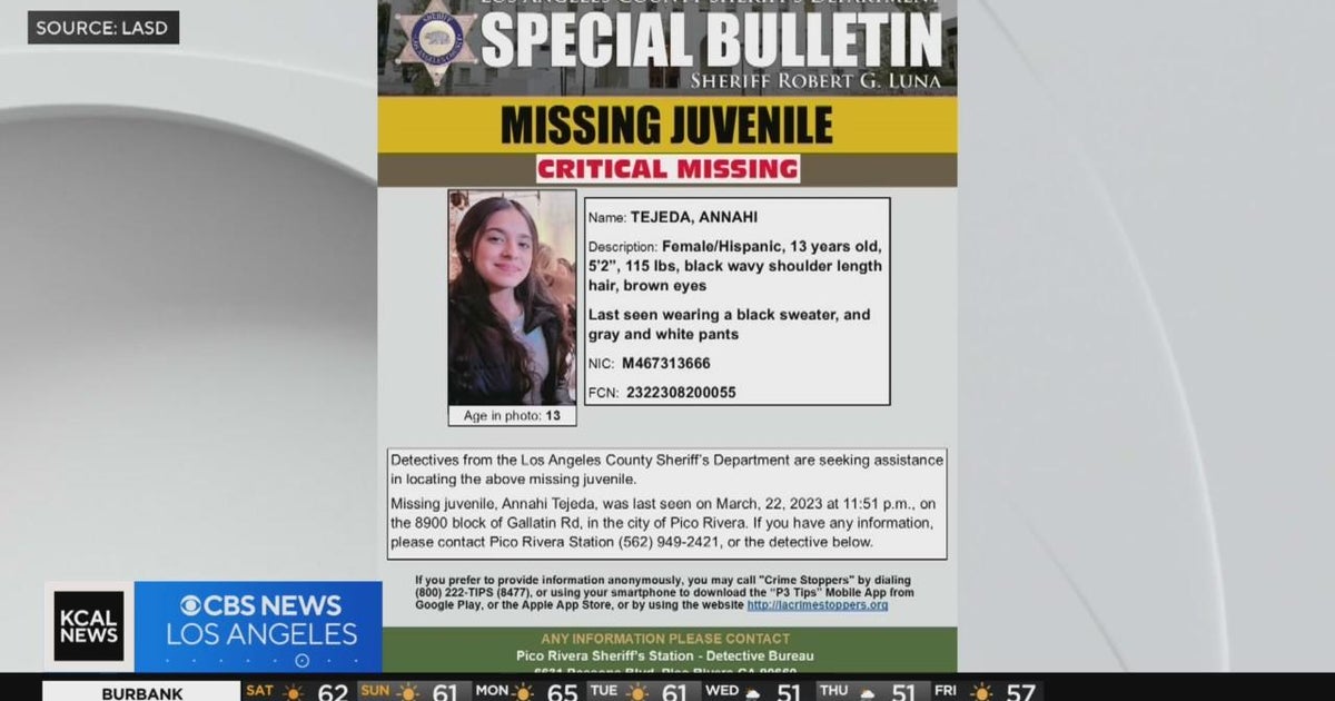 Search continues for missing 13-year-old Pico Rivera girl - CBS Los Angeles