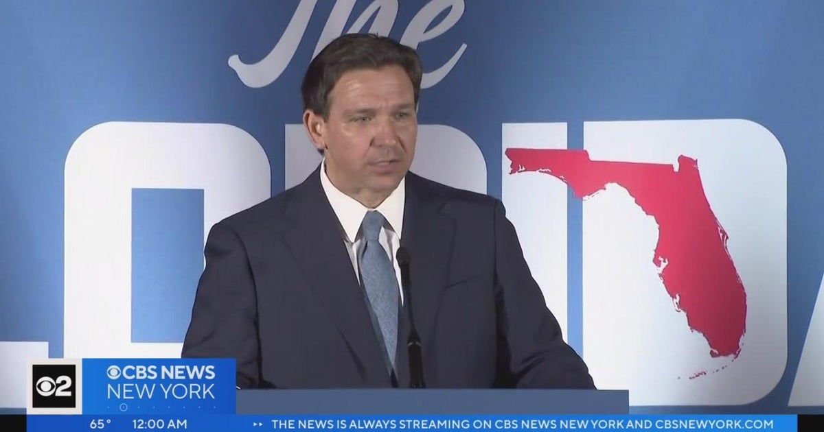 Trump supporters rally at DeSantis event on Long Island - CBS New York