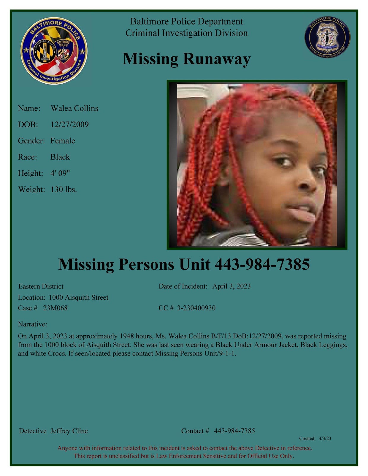 13 Year Old Girl Reported Missing In East Baltimore Cbs Baltimore