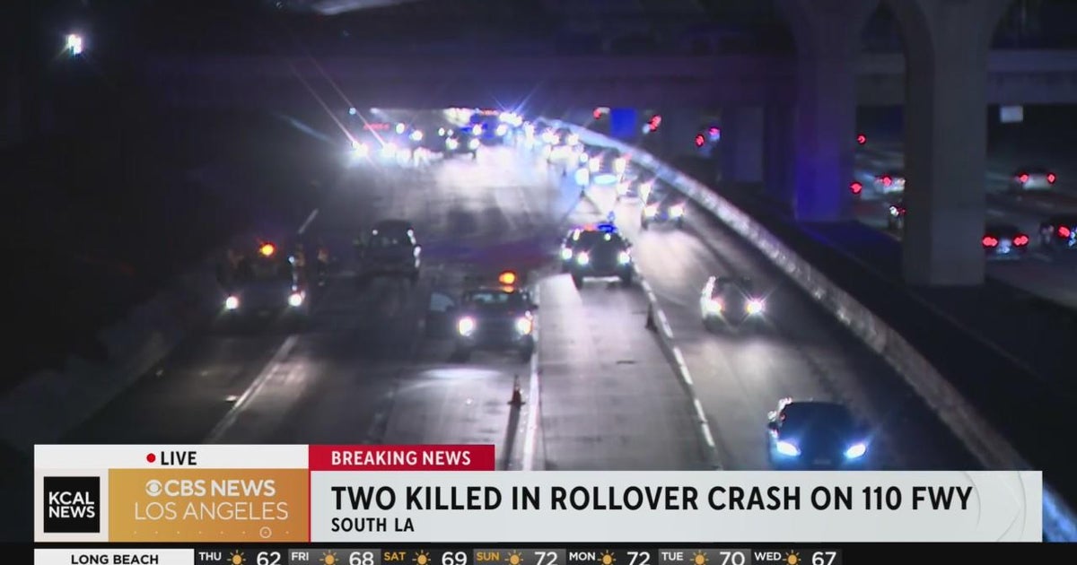 Two killed in rollover crash on 110 Freeway in south LA - CBS Los Angeles