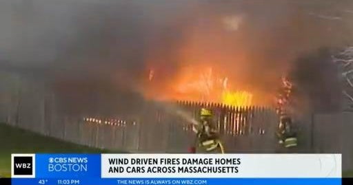 Wind-driven fires cause damage across Massachusetts - CBS Boston