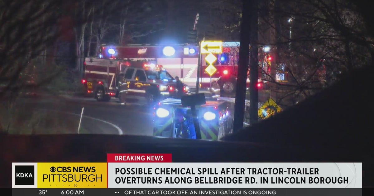 Tractor Trailer Overturns Spilling Chemicals Into Nearby Stream In