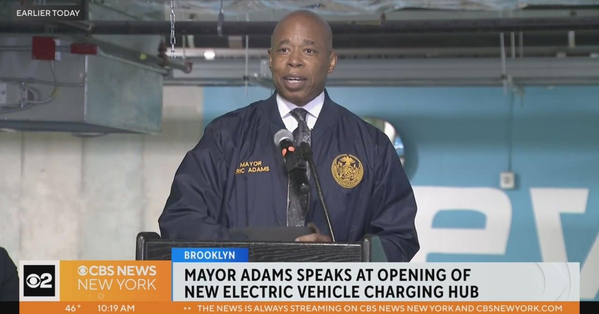 Mayor Adams speaks at opening of Revel EV charging hub - CBS New York