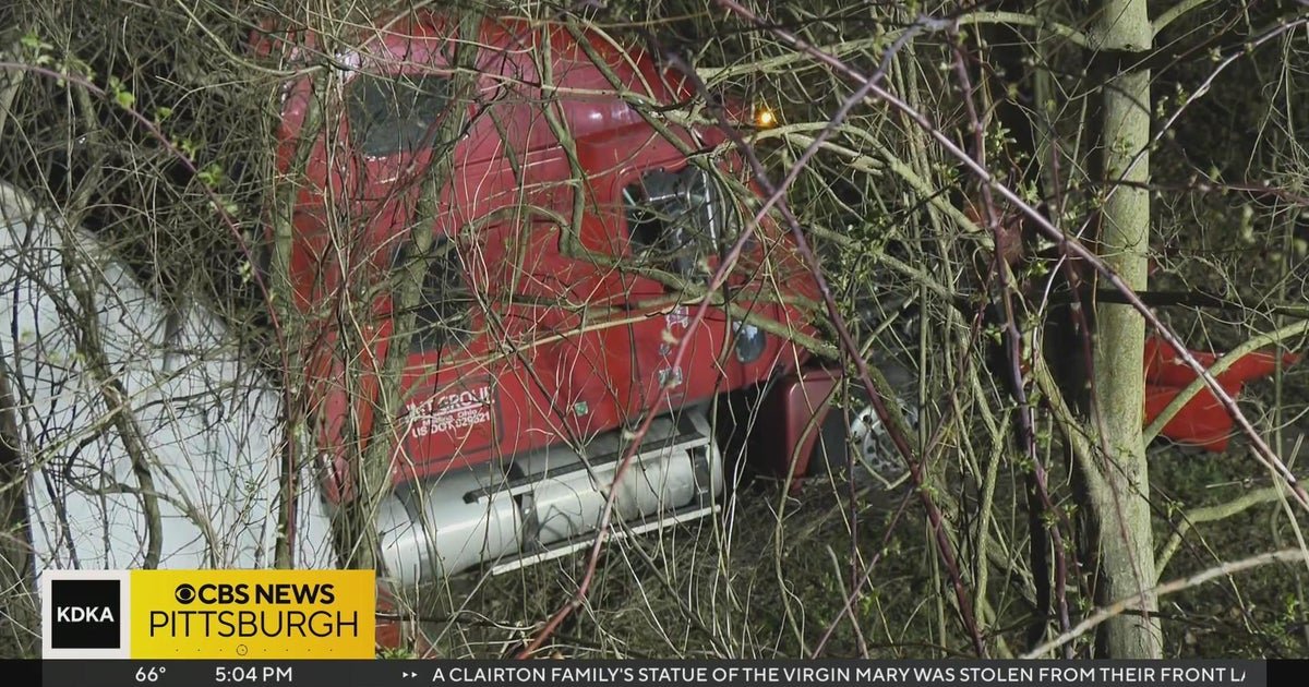 Tractor Trailer Overturns Spilling Chemicals Into Stream Cbs Pittsburgh