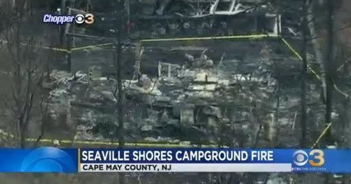 Several trailers destroyed in fire at Jersey Shore campground - CBS ...