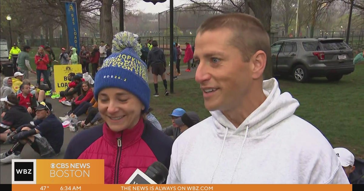 Excitement builds on Boston Common as runners wait for shuttle buses to ...