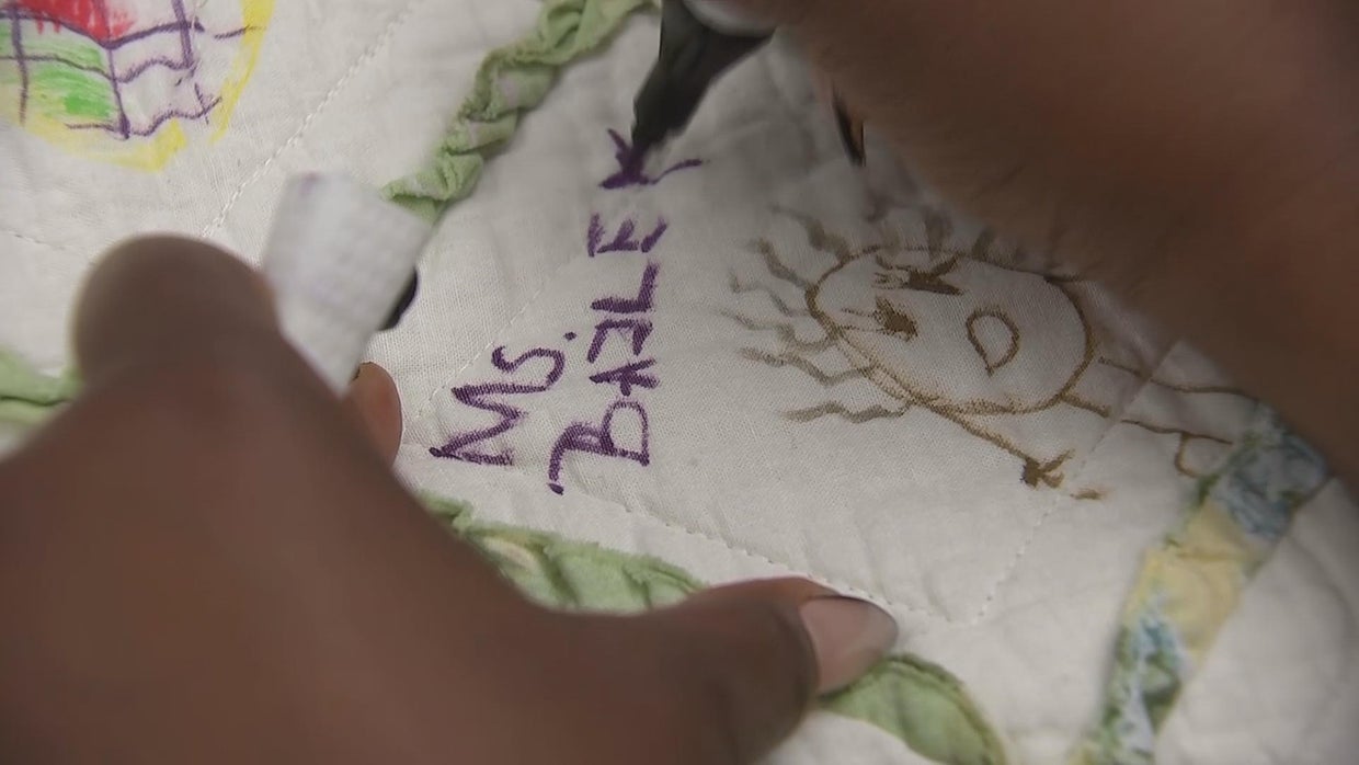 Kids in South Jersey art class drawing a "kindness quilt" - CBS ...