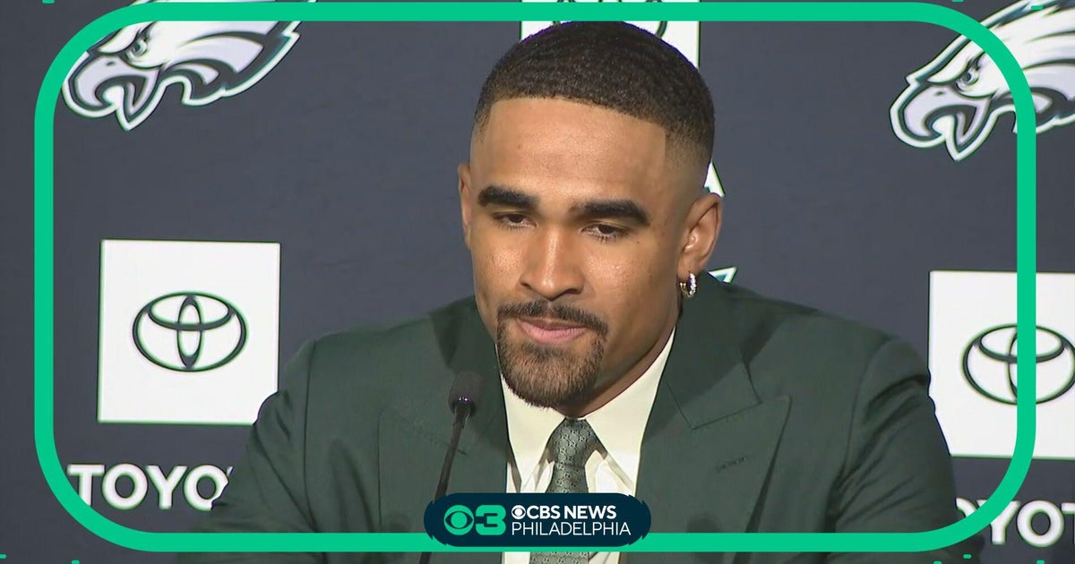 Jalen Hurts talks to media after signing record-breaking contract ...