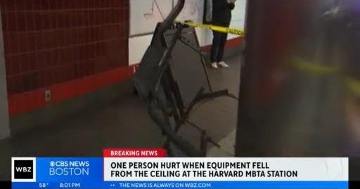 Woman hit by falling equipment at Harvard T station - CBS Boston