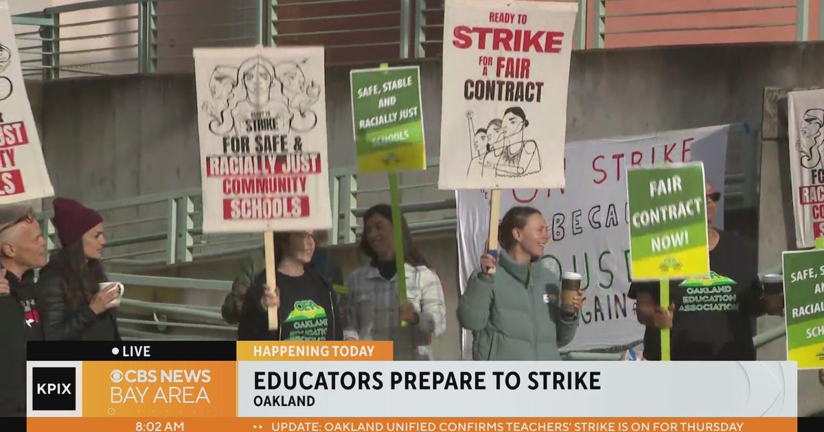 Picket lines go up outside Oakland schools - CBS San Francisco