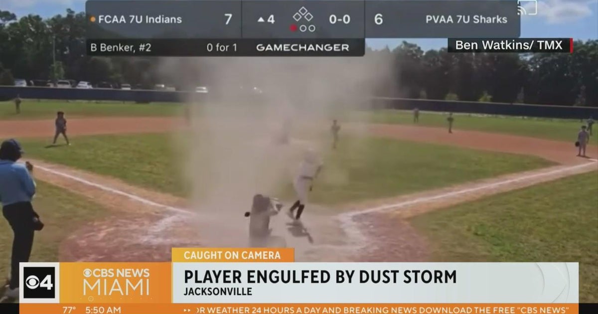 Youth baseball player engulfed in dust devil in Jacksonville - CBS Miami